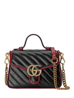Gucci Gg Marmont Top Handle Mini Bag - Black/cerise