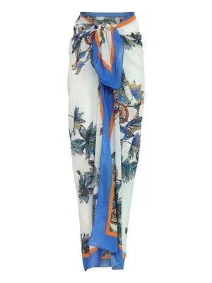 AMIR SLAMA Floral-print Pareo - White