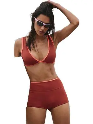 SELEZZA Darla Striped Surf Top - Cinnamon
