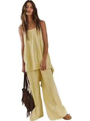 Free People Lana Pant Set Lemongrass