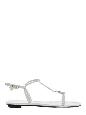 Prada Buckled Leather Sandals - White