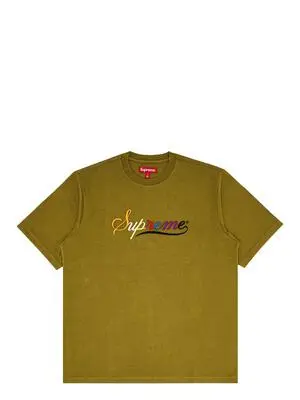 Supreme Cursive Short-sleeve Top 'dusty Olive - Green