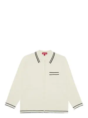 Supreme Zip-up Polo Sweater - White