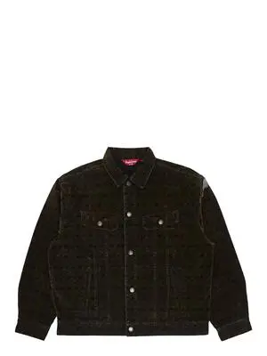 Supreme Flocked Denim Trucker Jacket - Black