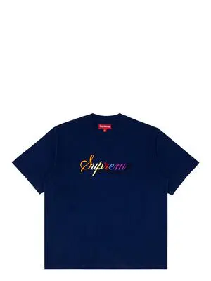 Supreme Cursive Short-sleeve Top 'navy' Blue