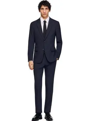 Sandro Wool Suit Jacket - Navy Blue