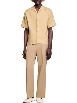 Sandro Cotton And Linen Shirt - Nut