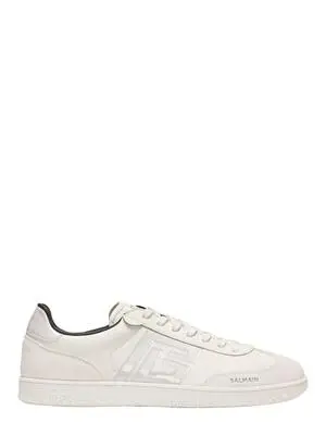 Balmain Swan Tonal Calfskin Low-Top Sneakers White/transparent