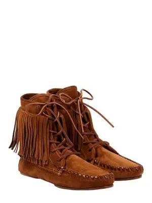 Paris Texas Indiana Fringed Ankle Boots - Brown