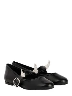 Coperni X Disney® Mary Jane Flats With Embellished Horns - Black