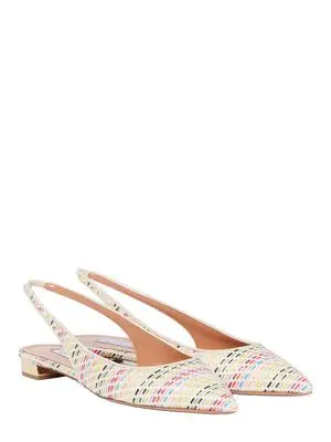 AQUAZZURA Purist Sling Woven Slingback Flats - White