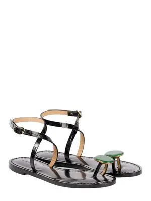 AMANU Kigali Embellished Leather Sandals - Black