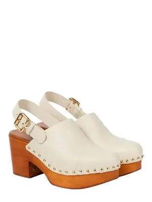 Chloé Jeannette Studded Leather Clogs - White