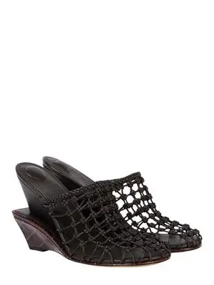 Jacquemus Double 110 Woven Leather Wedge Mules - Black