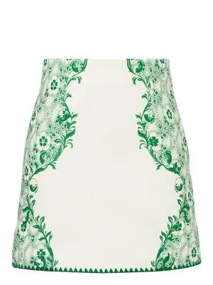 ALEMAIS Printed Linen And Cotton Miniskirt - White