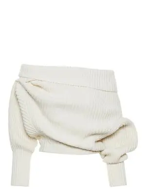 A.W.A.K.E. Mode Buttoned Ribbed-knit Sweater - Ivory