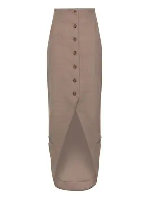A.W.A.K.E. Mode Tailored Wool-blend Midi Blazer Skirt - Nude