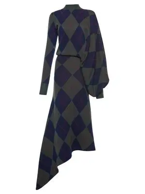 A.W.A.K.E. Mode Argyle-knit Wool Midi Dress - Multi