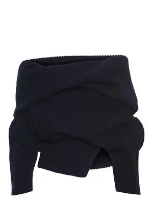 A.W.A.K.E. Mode Off-the-shoulder Wool Sweater - Navy