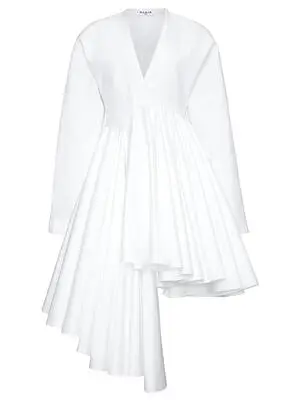 Alaïa Asymmetrical Pleated Hem Belt Dress - Blanc