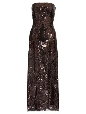 Elie Saab Sequined Tulle Midi Dress - Brown