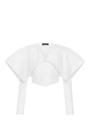 A.W.A.K.E. Mode Collared Cropped Blazer - White