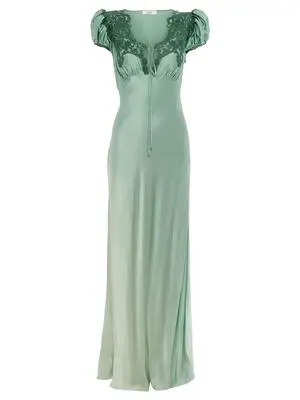 Chloé Lace-trimmed Silk Satin Maxi Dress - Green