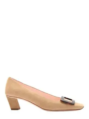 ROGER VIVIER Belle Vivier Suede Pumps Tan