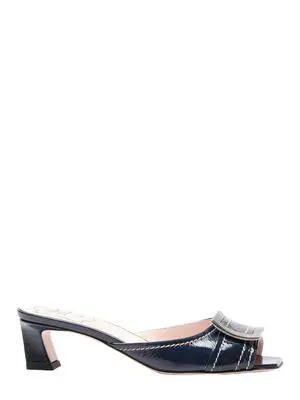 ROGER VIVIER Trompette Patent Leather Mules - Navy