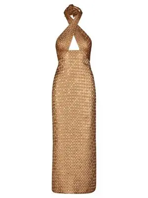 Johanna Ortiz Jacquard Midi Dress - Gold