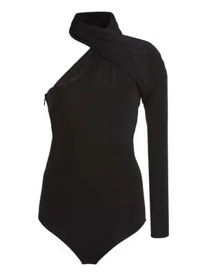 COURREGES Asymmetric Twisted Knit Bodysuit - Black
