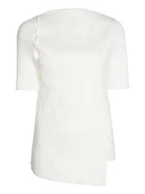 COURREGES Oblique Buttoned Knit Top - White