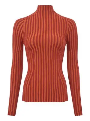Gabriela Hearst Karlene Ribbed Virgin-wool Top - Orange