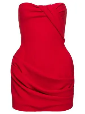 Magda Butrym Gathered Wool-blend Mini Dress - Red