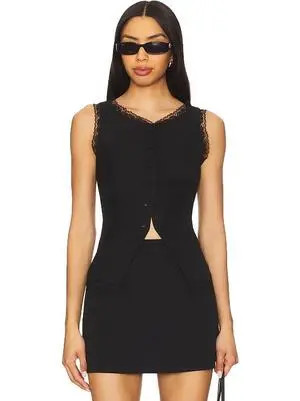For Love & Lemons Shawna Lace Trimmed Vest - Black