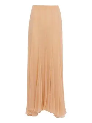 Chloé Organic Silk Mousseline Maxi Skirt - Coral