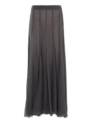 Chloé Organic Silk Mousseline Maxi Skirt - Dark Grey