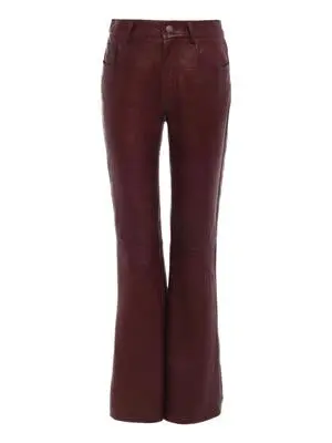 Chloé Leather Kick Flare Trousers - Burgundy