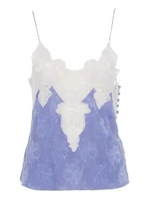 Chloé Lace-trimmed Silk-jacquard Camisole - Blue