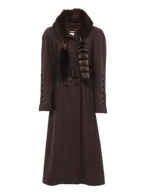 Chloé Wool Houndstooth Coat - Grey