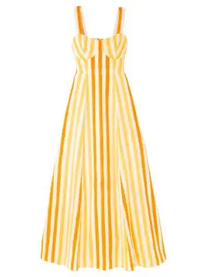 EMPORIO SIRENUSE Azzurra Striped Cotton Maxi Dress - Yellow