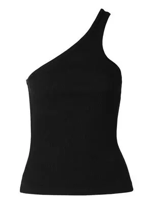AGOLDE Verica One-shoulder Ribbed-knit Tank - Black