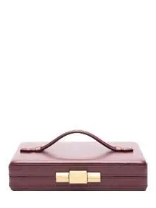 Victoria Beckham Leather Box Clutch Burgundy