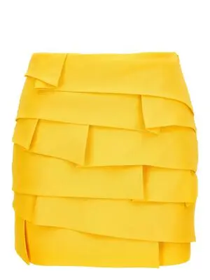 Versace Pleated Satin Mini Skirt - Yellow