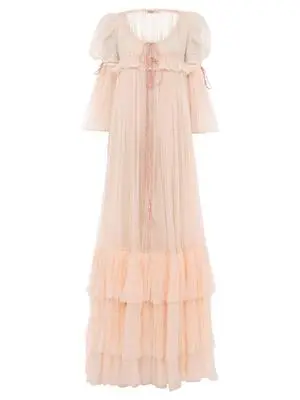 Chloé Ruffled Silk Mousseline Gown - Pink