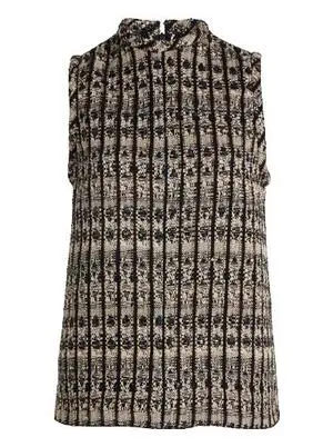 Giambattista Valli Textured Bouclé Top Black/white