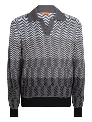 Missoni Crochet-knit Wool Polo Sweater - Gray