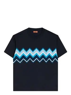 Missoni Embroidered Cottonjersey Tshirt - Midnight Blue