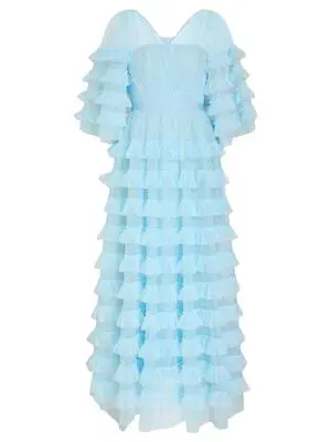 Huishan Zhang Marybell Tiered Point D'esprit Gown - Light Blue