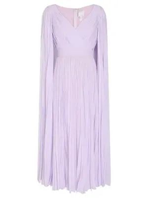 Huishan Zhang Beryl Cape-effect Pleated Georgette Midi Dress - Lilac